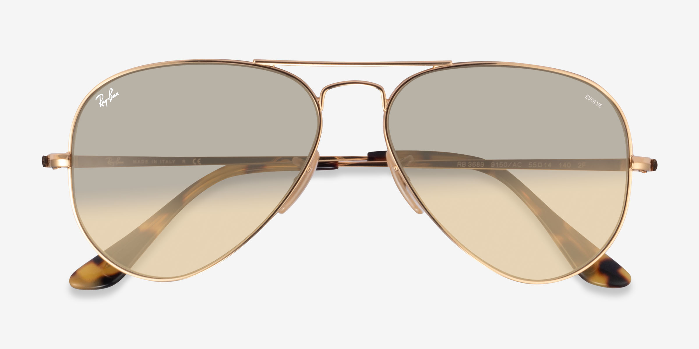 Ray-Ban RB3689 - Aviator Arista Gold Frame Prescription Sunglasses ...