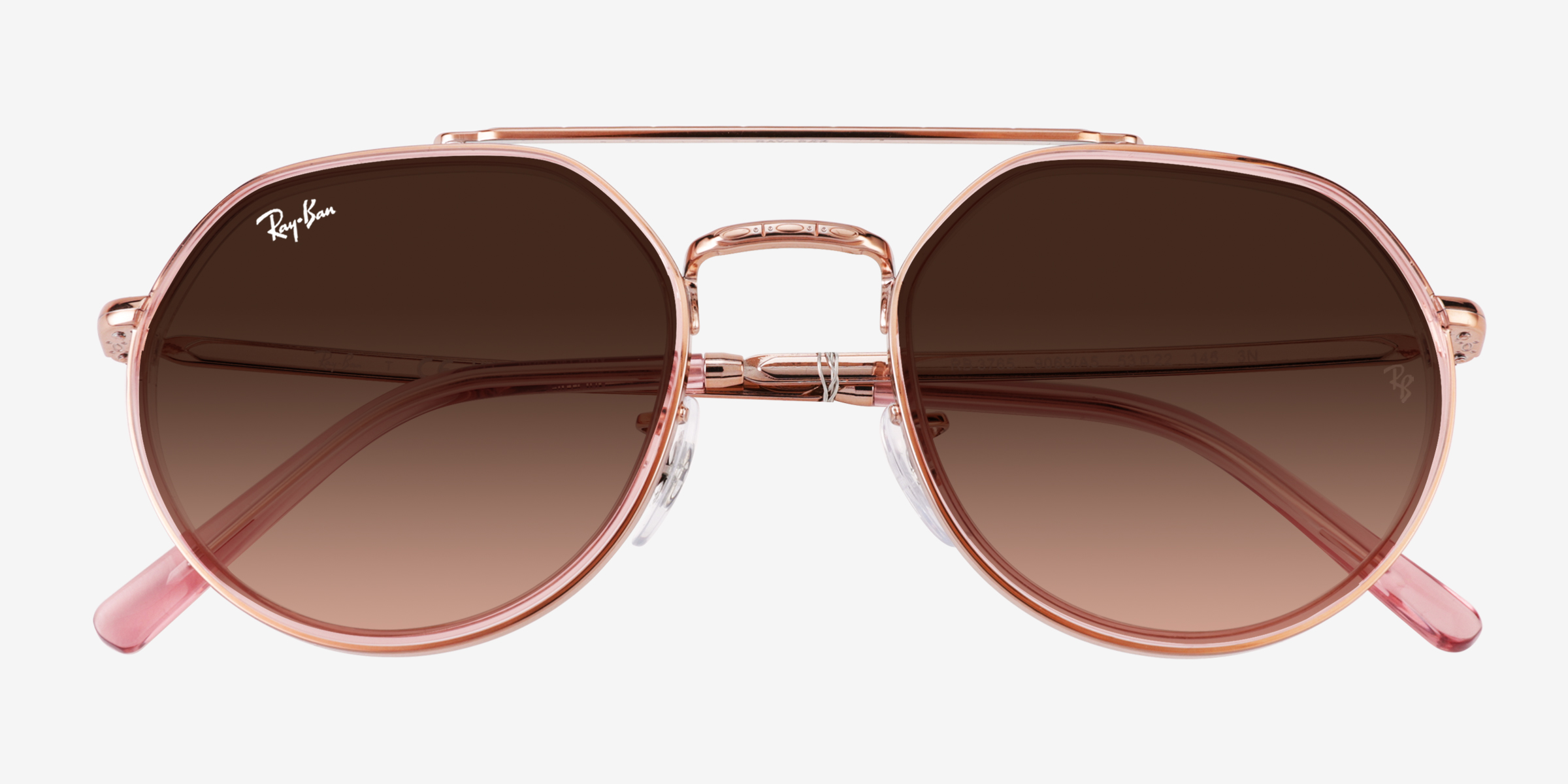Ray-Ban RB3765 - Aviator Copper Clear Pink Frame Sunglasses For Women ...