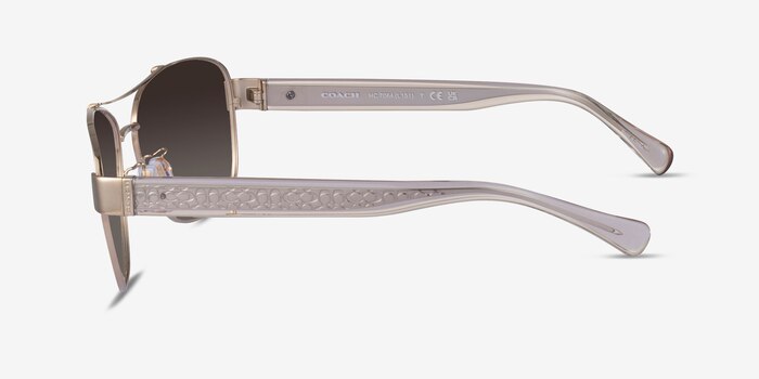 Coach HC7064 L151 - Aviator Light Gold Frame Sunglasses For Women ...