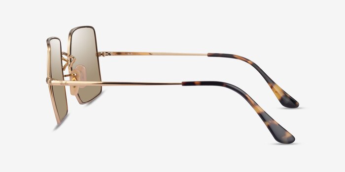 Ray-Ban RB1971 Square - Square Shiny Gold Frame Prescription Sunglasses ...