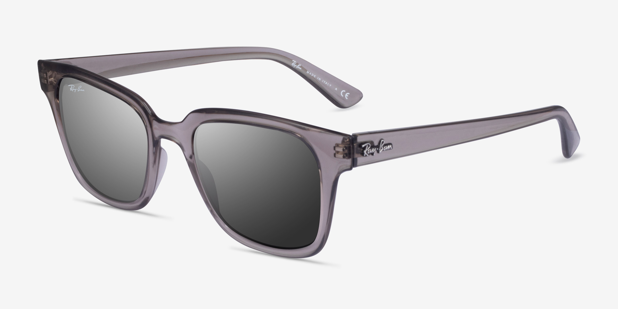 Ray-Ban RB4323 - Square Transparent Gray Frame Prescription Sunglasses ...
