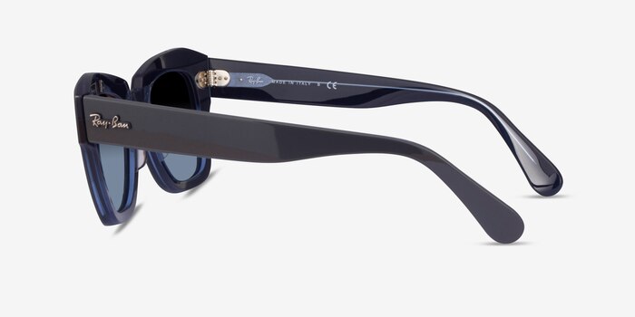 Ray-Ban State Street - Square Gray On Transparent Blue Frame ...
