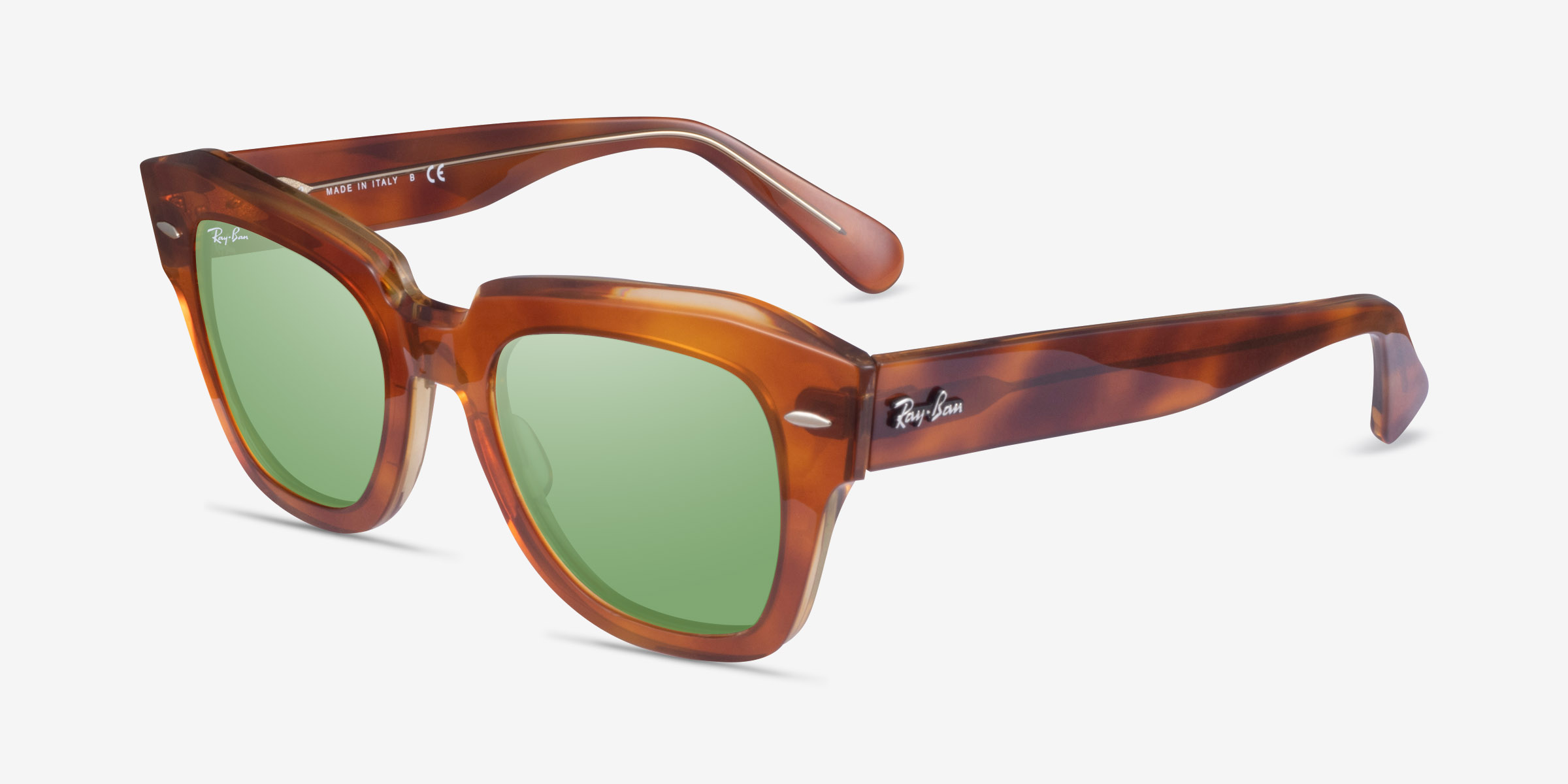 Ray-Ban State Street - Square Havana On Transparent Beige Frame ...