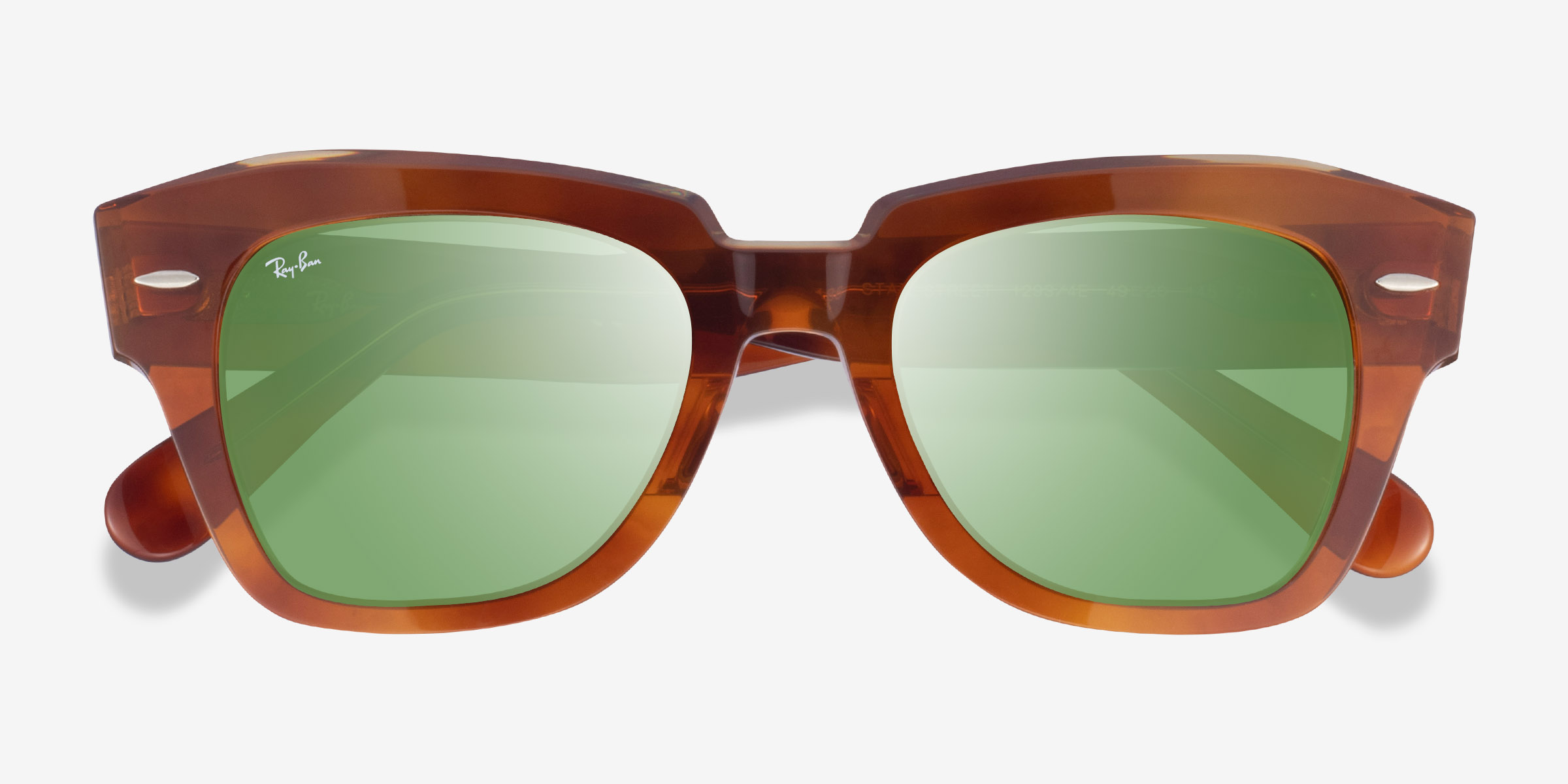 Ray-Ban State Street - Square Havana On Transparent Beige Frame ...