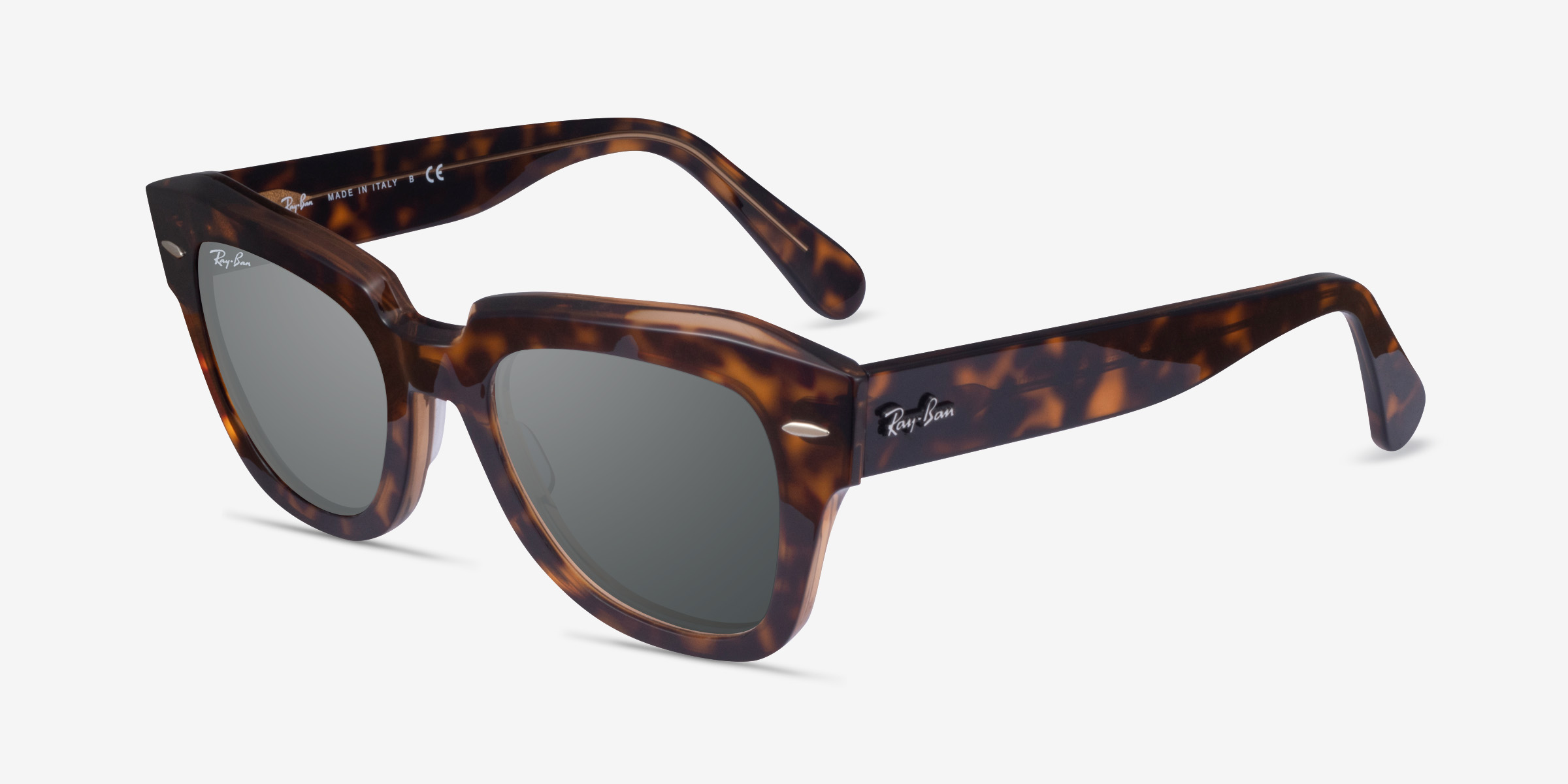 Ray-Ban State Street - Square Havana On Transparent Brown Frame ...