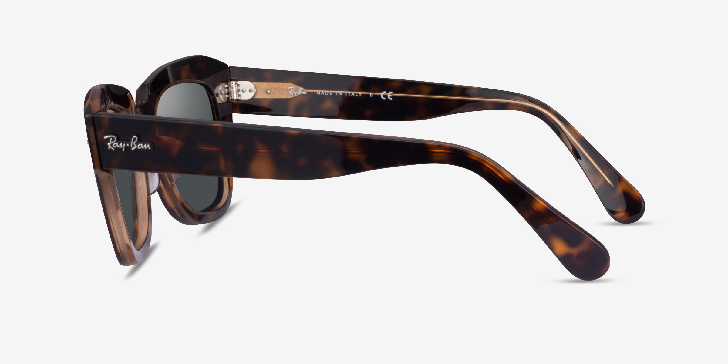 Ray-Ban State Street - Square Havana On Transparent Brown Frame ...