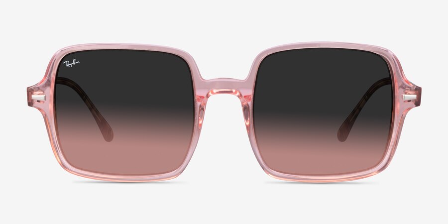 Ray-Ban Square II - Square Transparent Pink Frame Sunglasses For Women ...