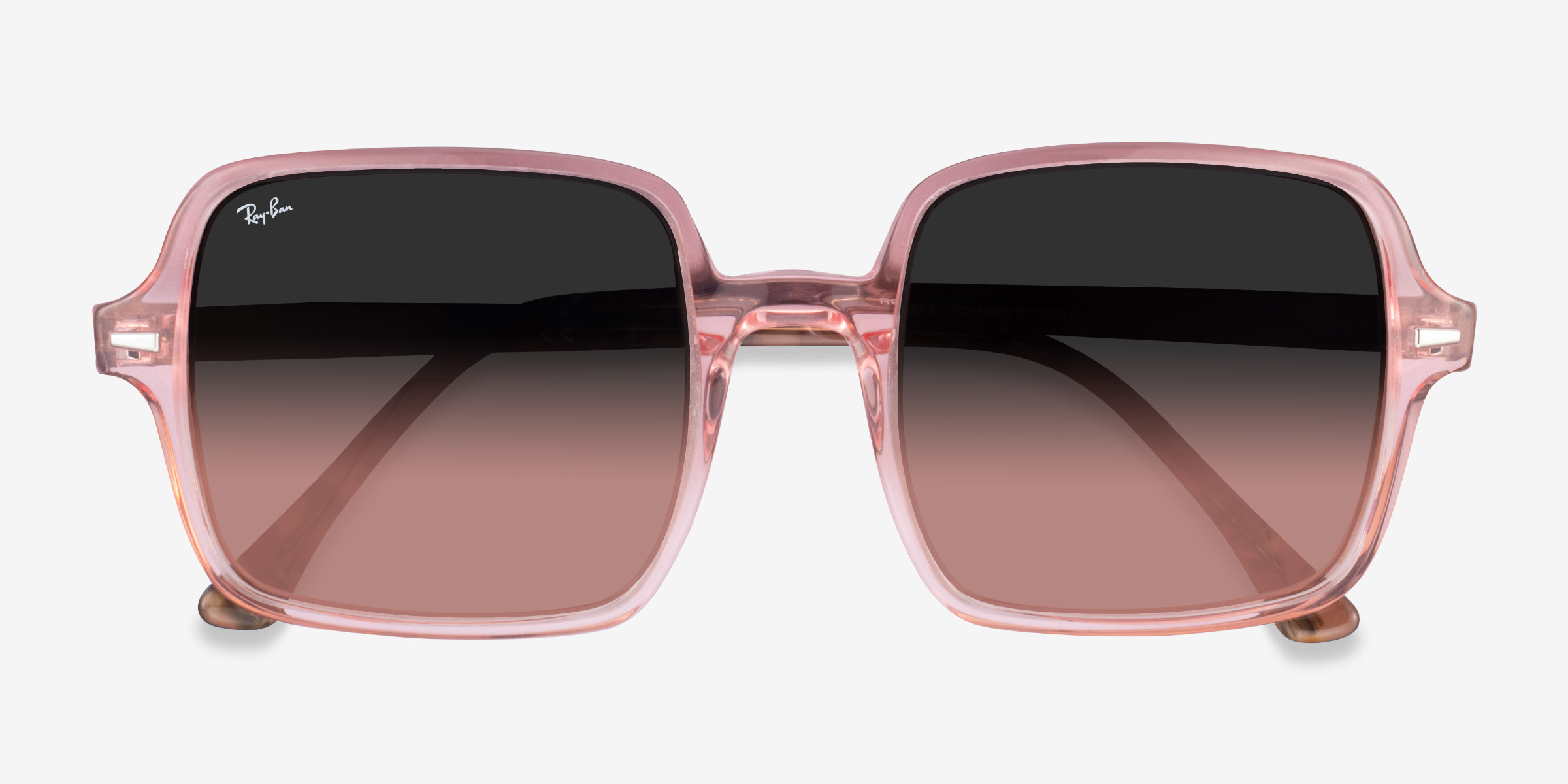 Ray-Ban Square II - Square Transparent Pink Frame Sunglasses For Women ...