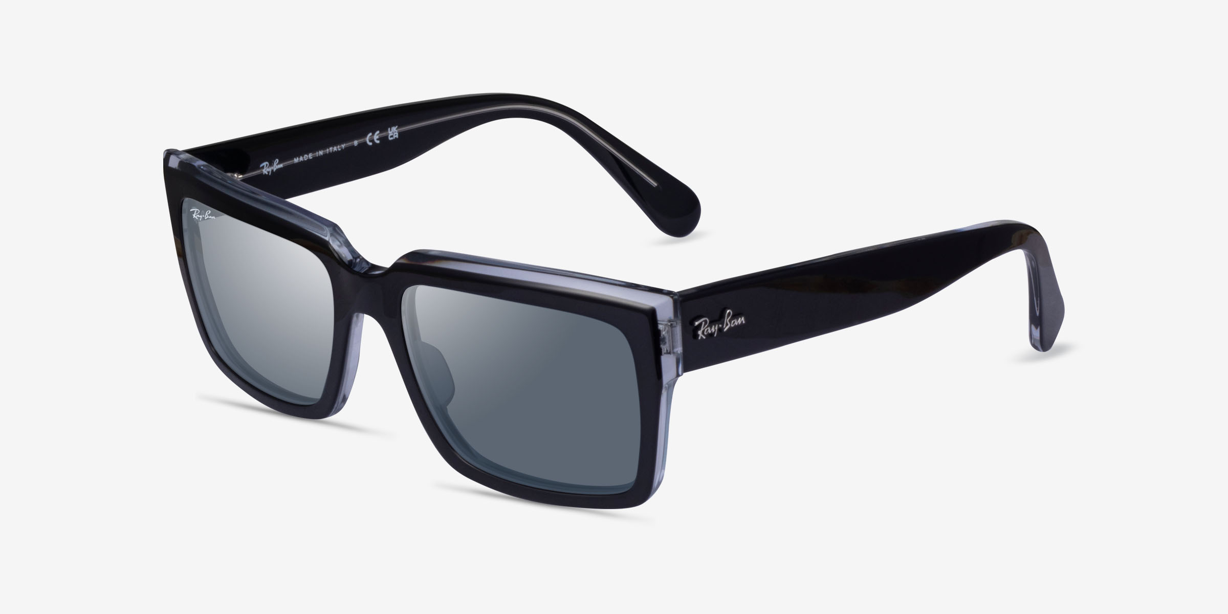 RAY-BAN RB2191 - Rectangle Black Clear Frame Prescription Sunglasses ...