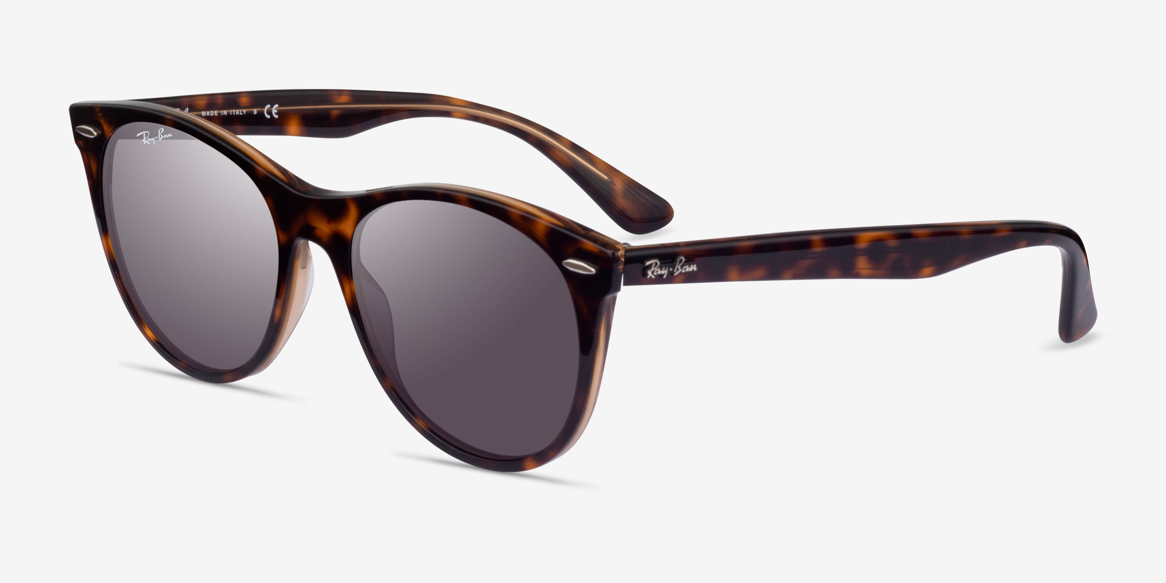 Ray-Ban RB2185 - Round Tortoise On Transparent Brown Frame Prescription ...