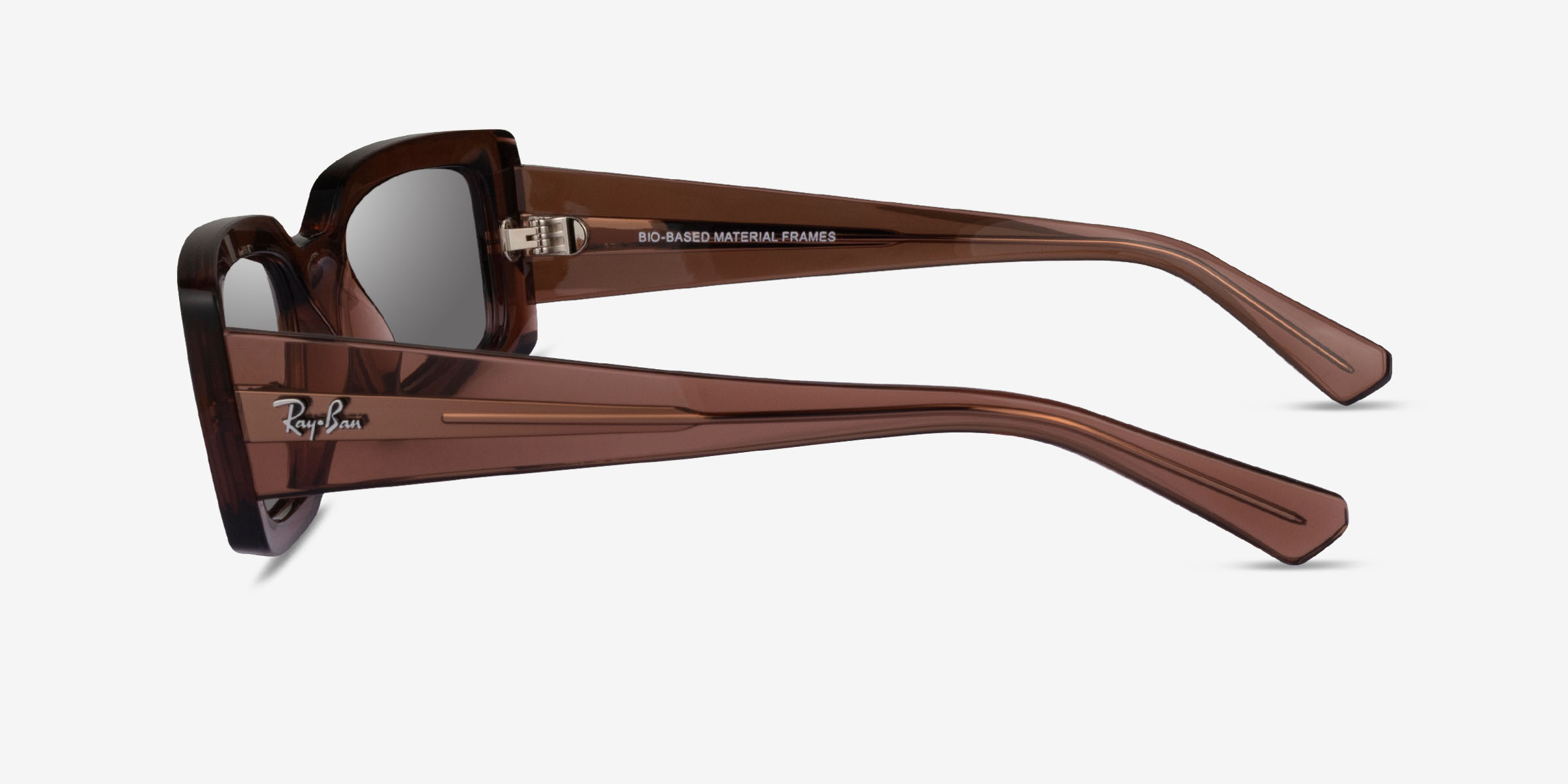 Ray-Ban RB4395 Kiliane - Rectangle Transparent Brown Frame Sunglasses ...