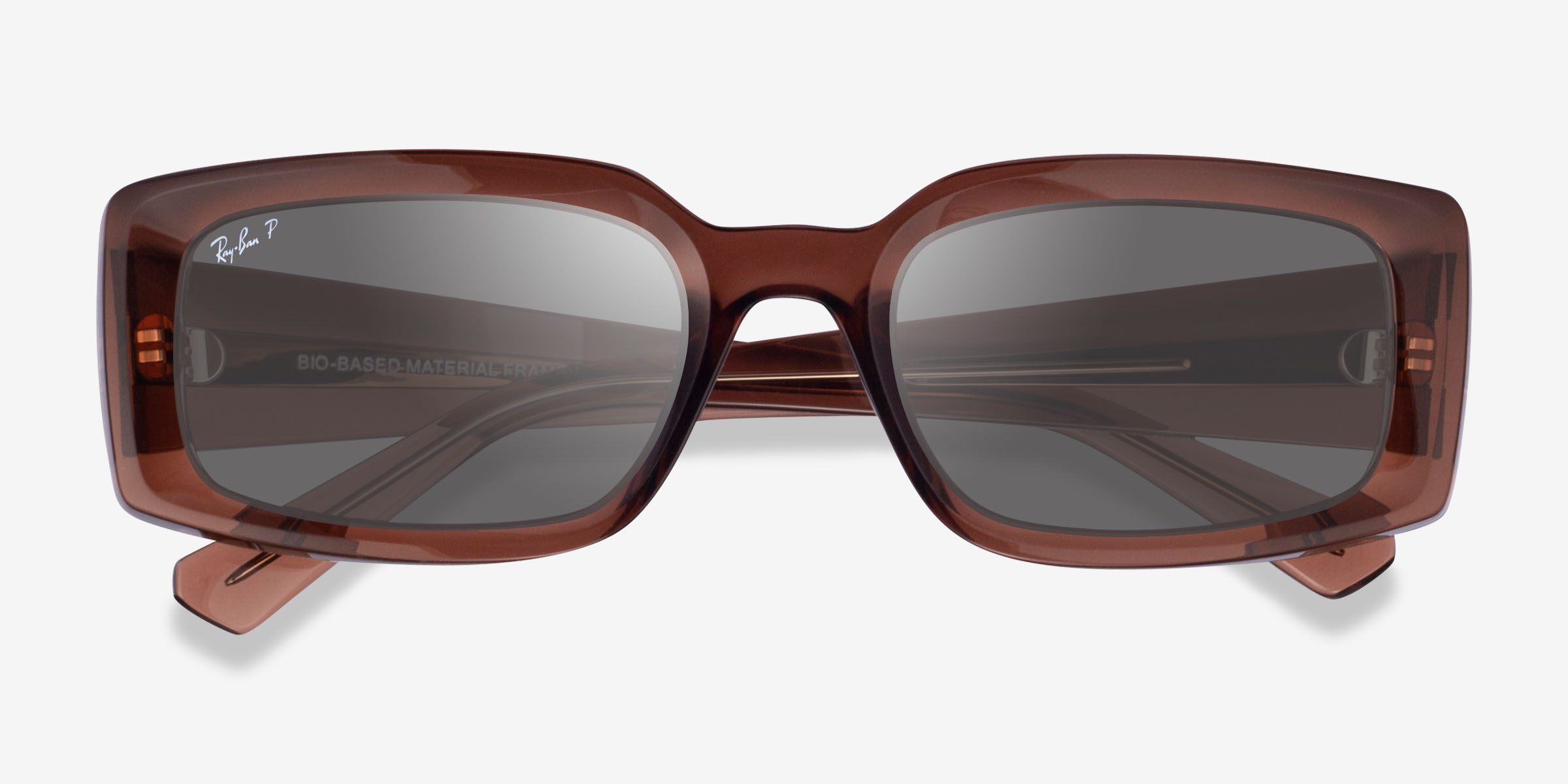 Ray-Ban RB4395 Kiliane - Rectangle Transparent Brown Frame Sunglasses ...