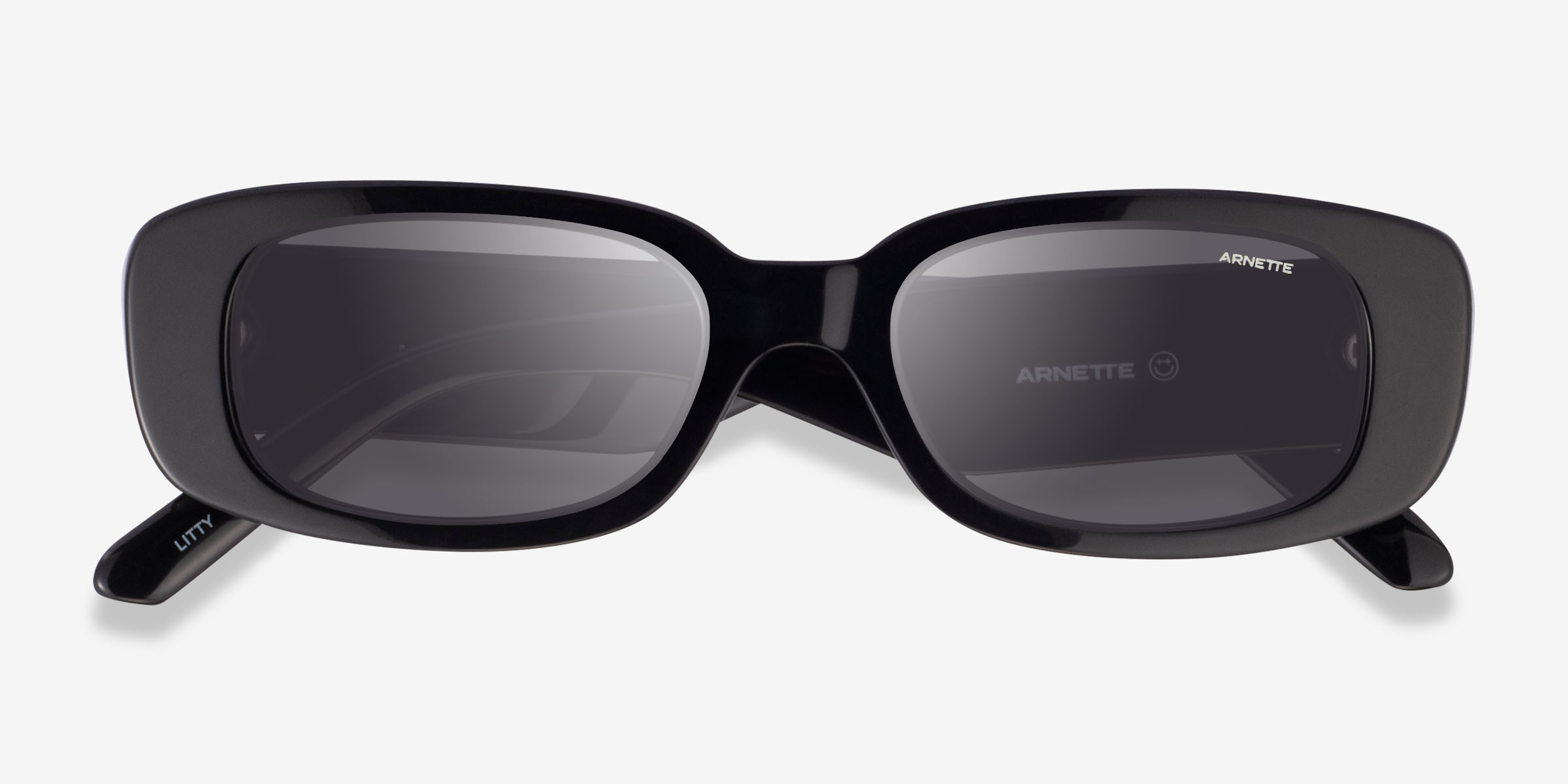 ARNETTE Litty - Rectangle Black Frame Prescription Sunglasses ...