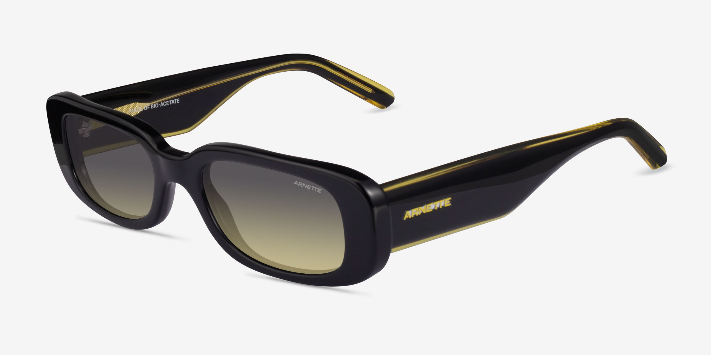 ARNETTE Litty - Rectangle Black Yellow Frame Sunglasses For Men ...