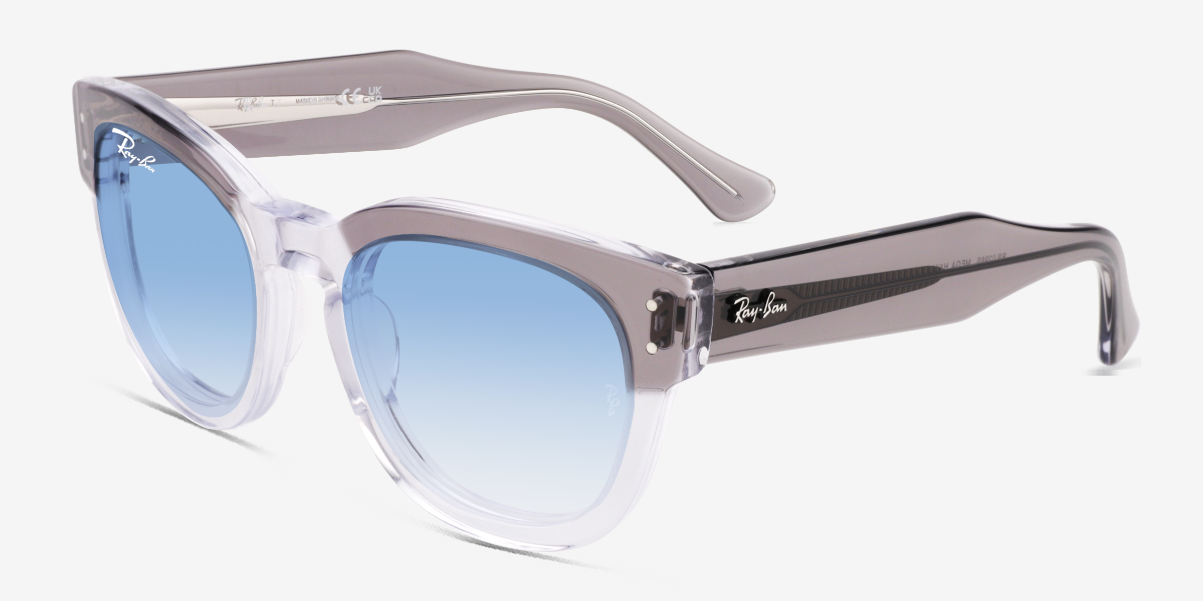 Ray-Ban RB0298S Mega Hawkeye - Wayfarer Clear Gray Frame Prescription Sunglasses | Eyebuydirect