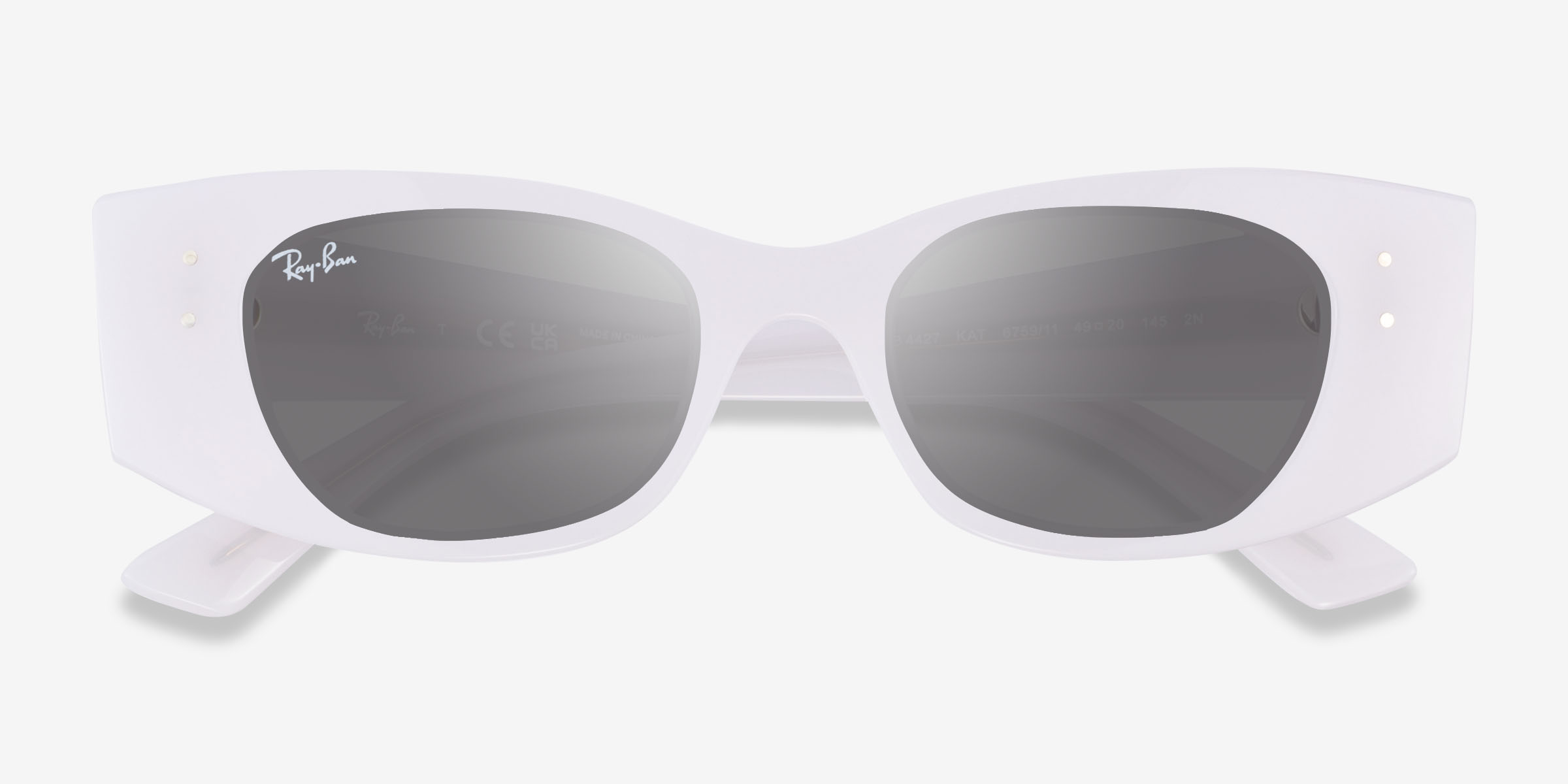 Ray-Ban RB4427 Kat - Rectangle Shiny White Frame Prescription ...