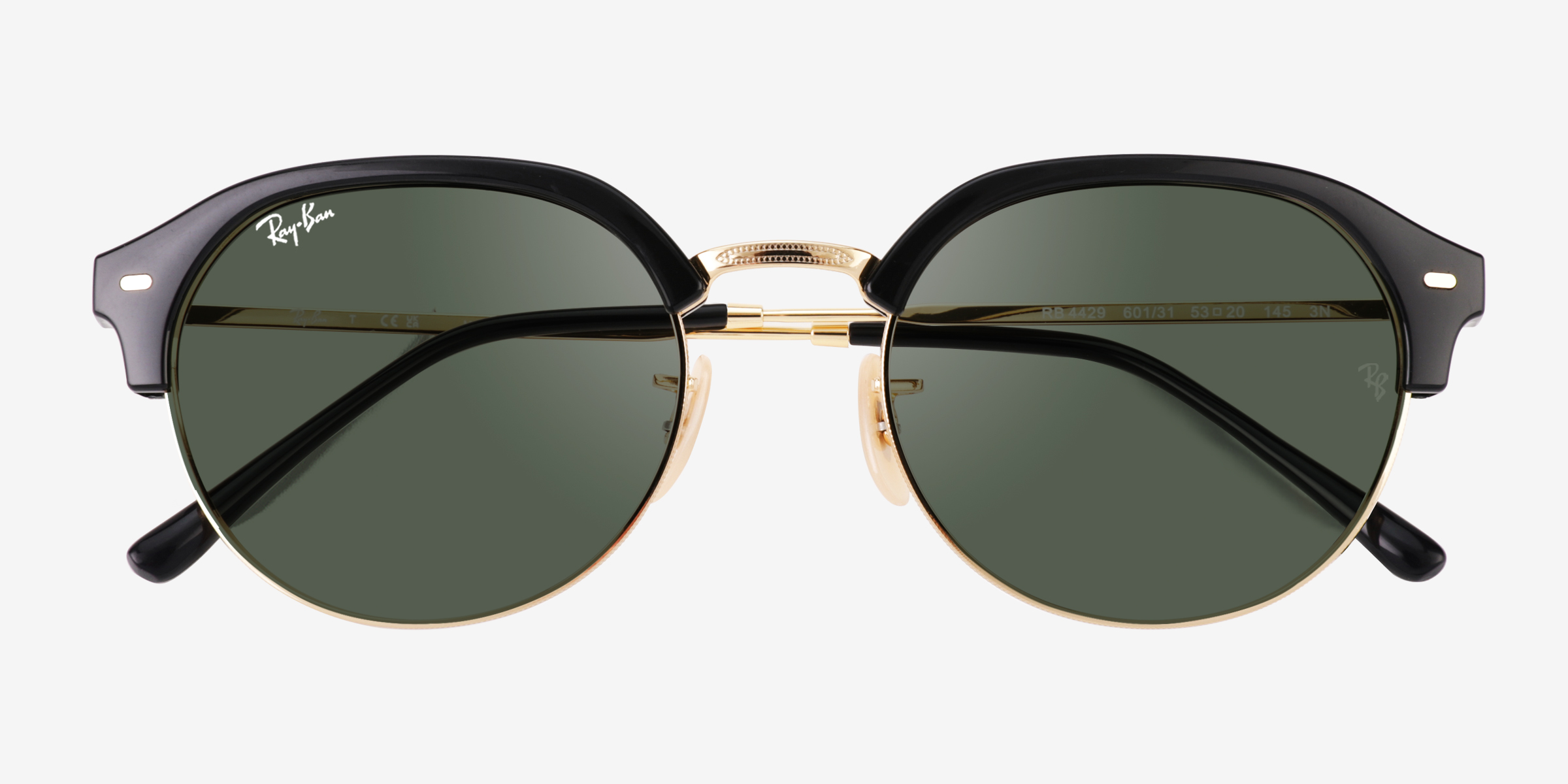 Ray-Ban RB4429 - Browline Black Gold Frame Prescription Sunglasses ...