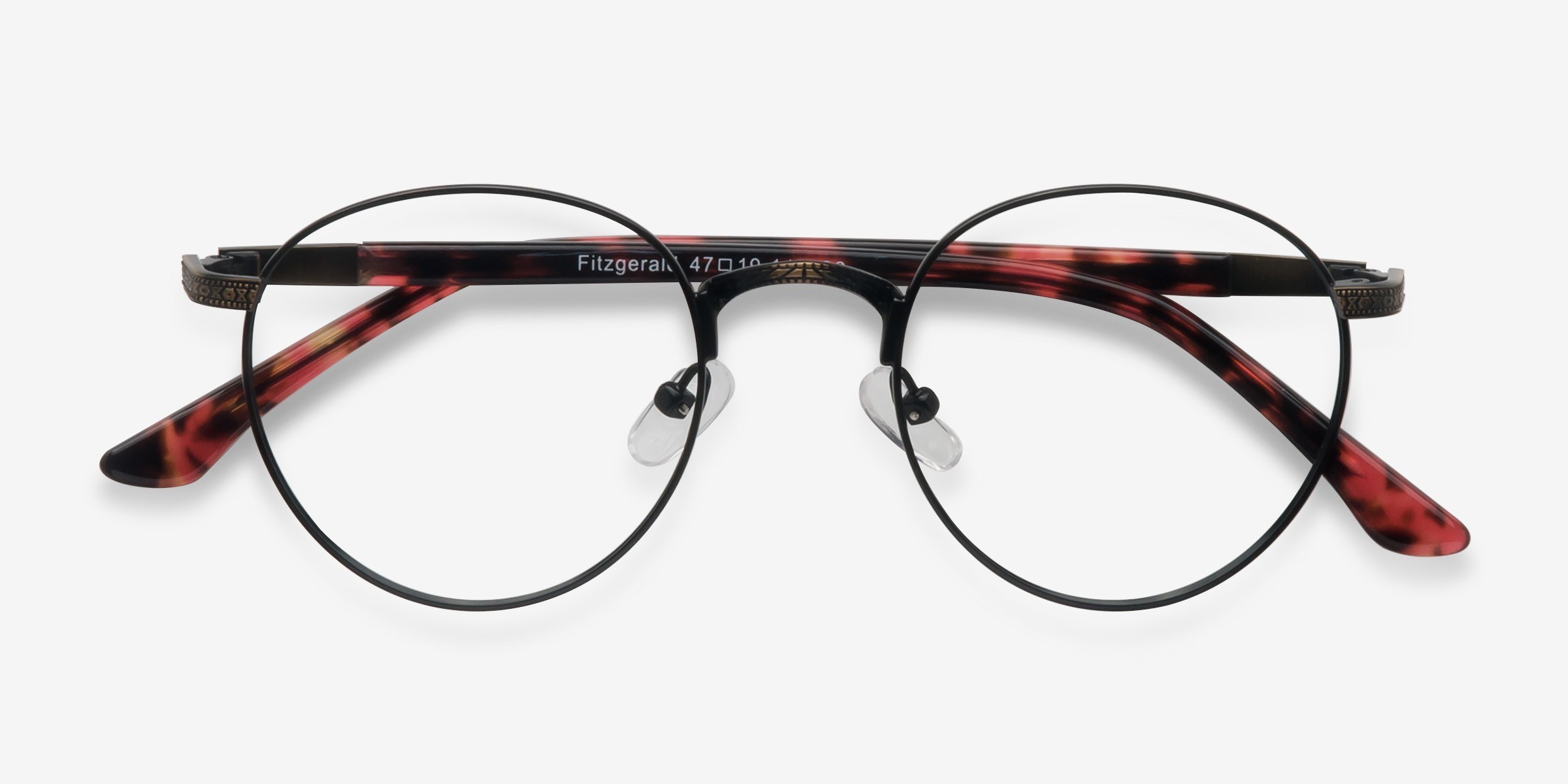 Fitzgerald Round Matte Black and Tortoise Full Rim Eyeglasses ...