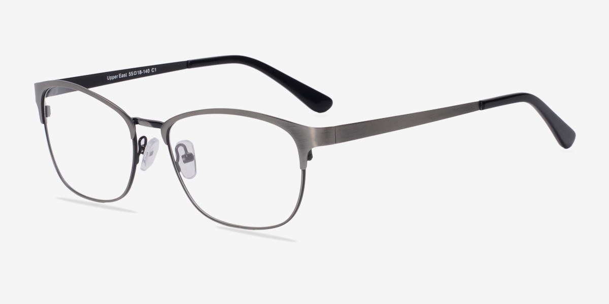 Upper East Rectangle Gunmetal Full Rim Eyeglasses | Eyebuydirect