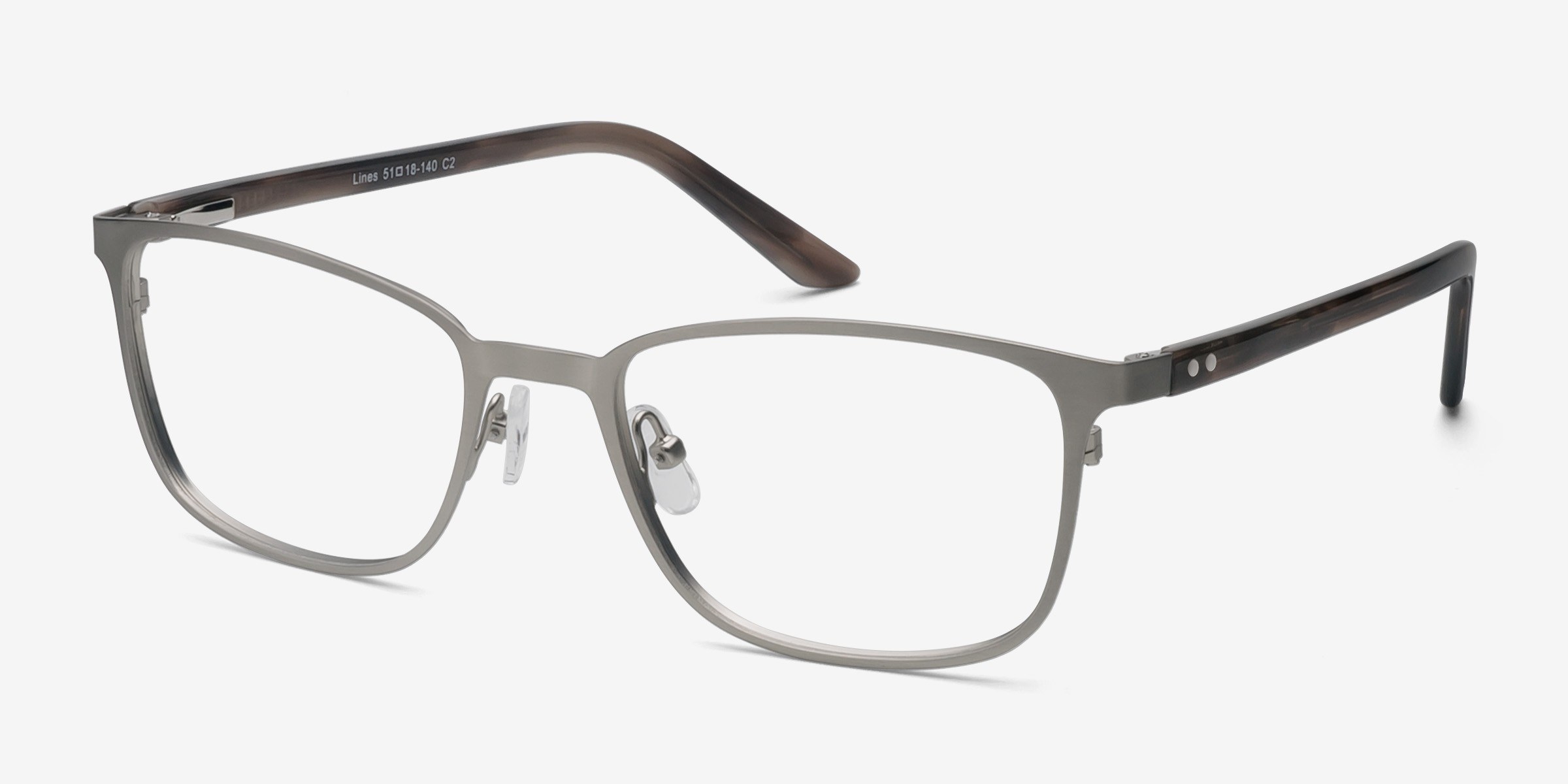 Lines Rectangle Silver Full Rim Eyeglasses | Eyebuydirect