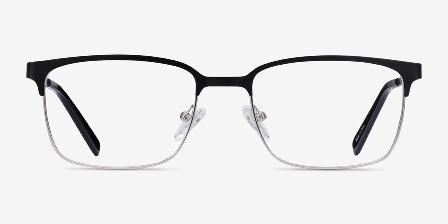 Manchester Rectangle Black Silver Full Rim Eyeglasses | Eyebuydirect Canada