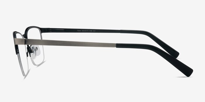 Time Rectangle Matte Silver Semi Rimless Eyeglasses | Eyebuydirect