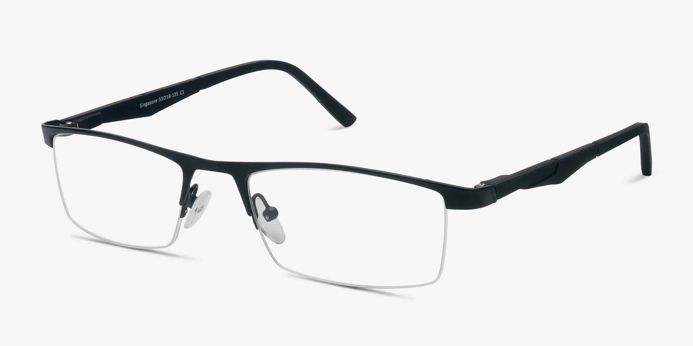 Singapore Rectangle Black Semi Rimless Eyeglasses | Eyebuydirect