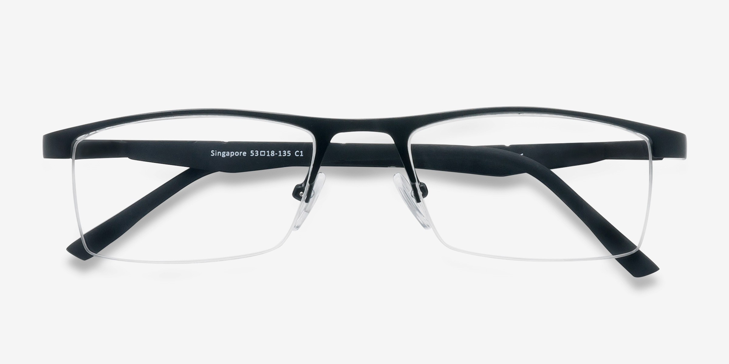Singapore Rectangle Black Semi Rimless Eyeglasses | Eyebuydirect