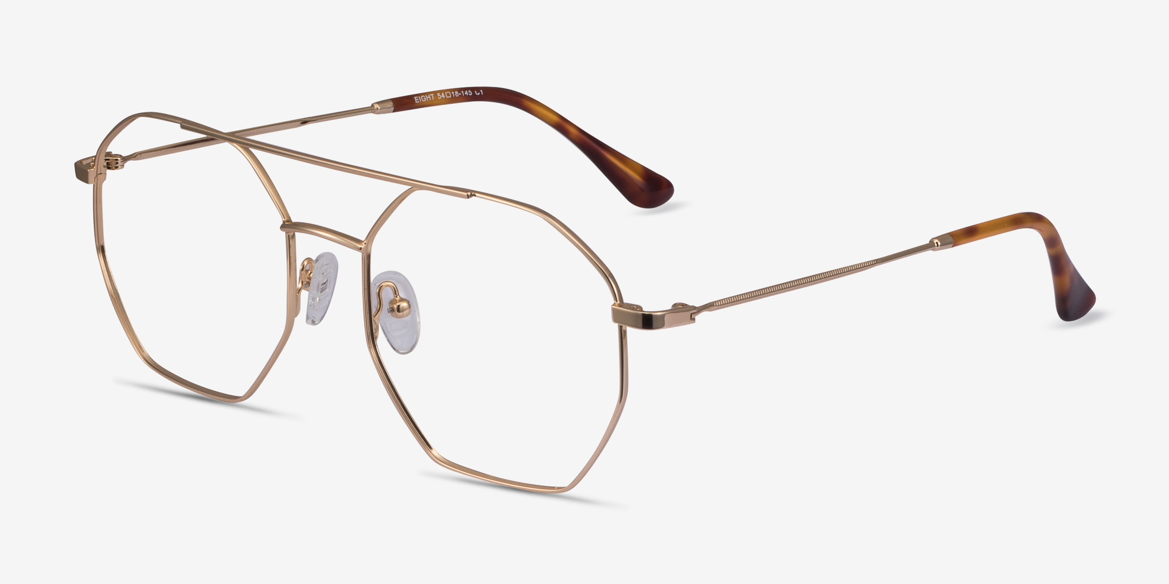 Eight Aviator Golden Full Rim Eyeglasses | Eyebuydirect