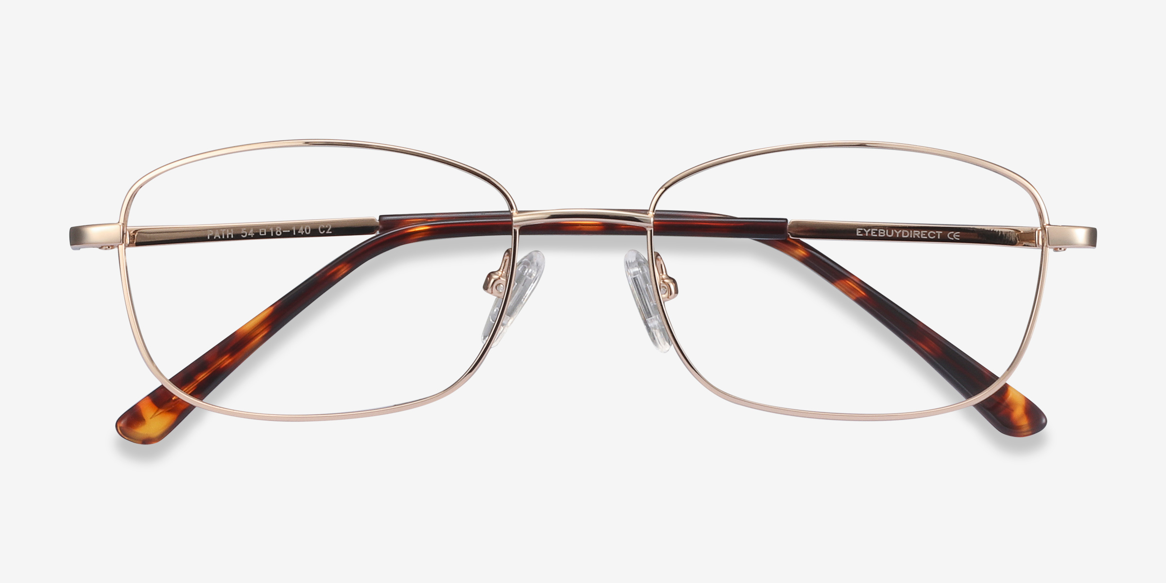 Path Rectangle Golden Glasses for Women | Eyebuydirect