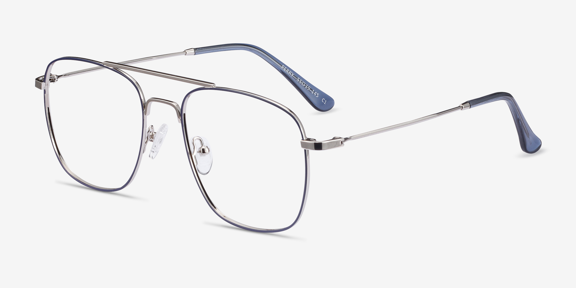 Perry Aviator Blue & Silver Full Rim Eyeglasses | Eyebuydirect