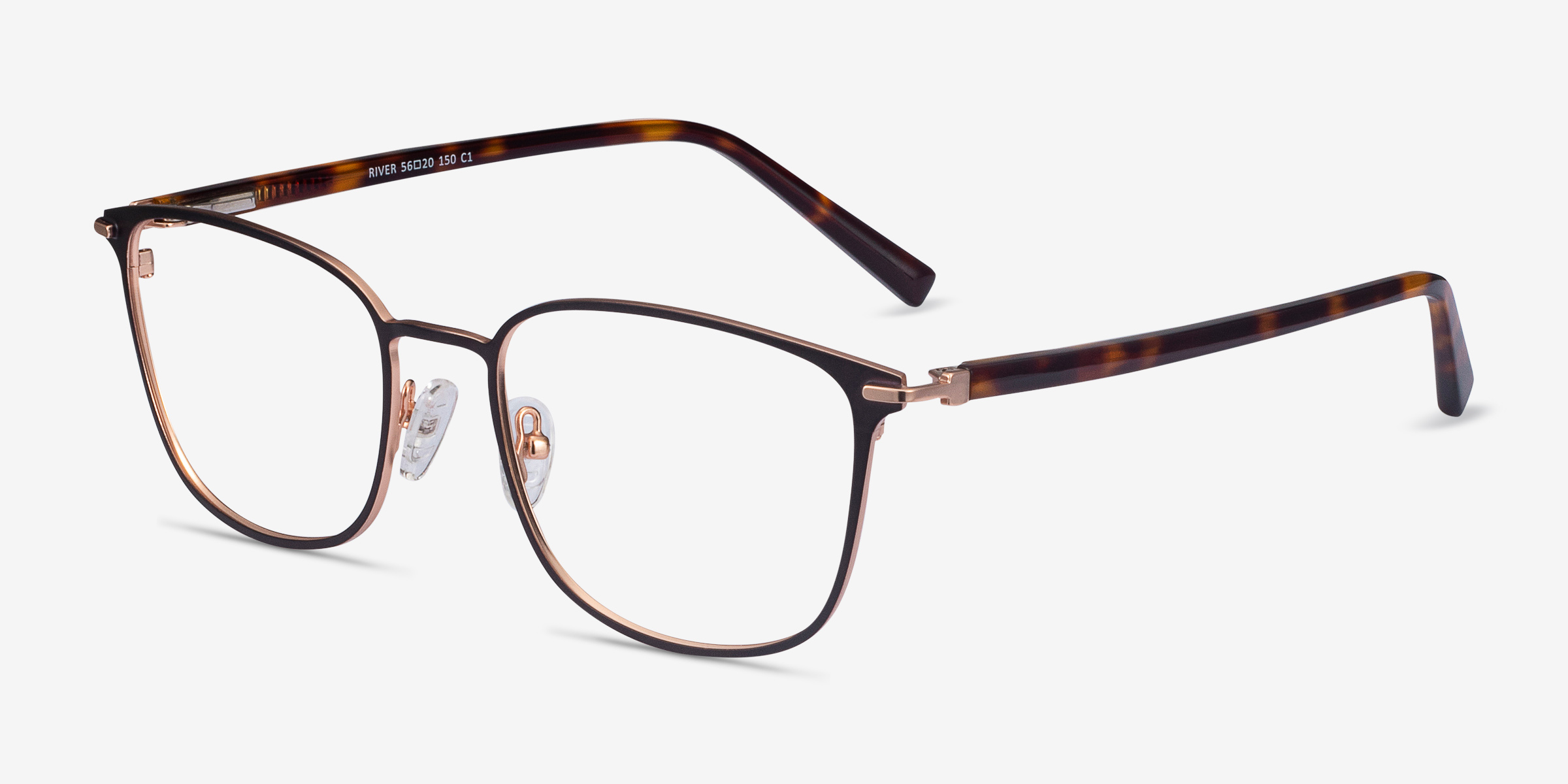 River Rectangle Black Rose Gold Full Rim Eyeglasses Eyebuydirect