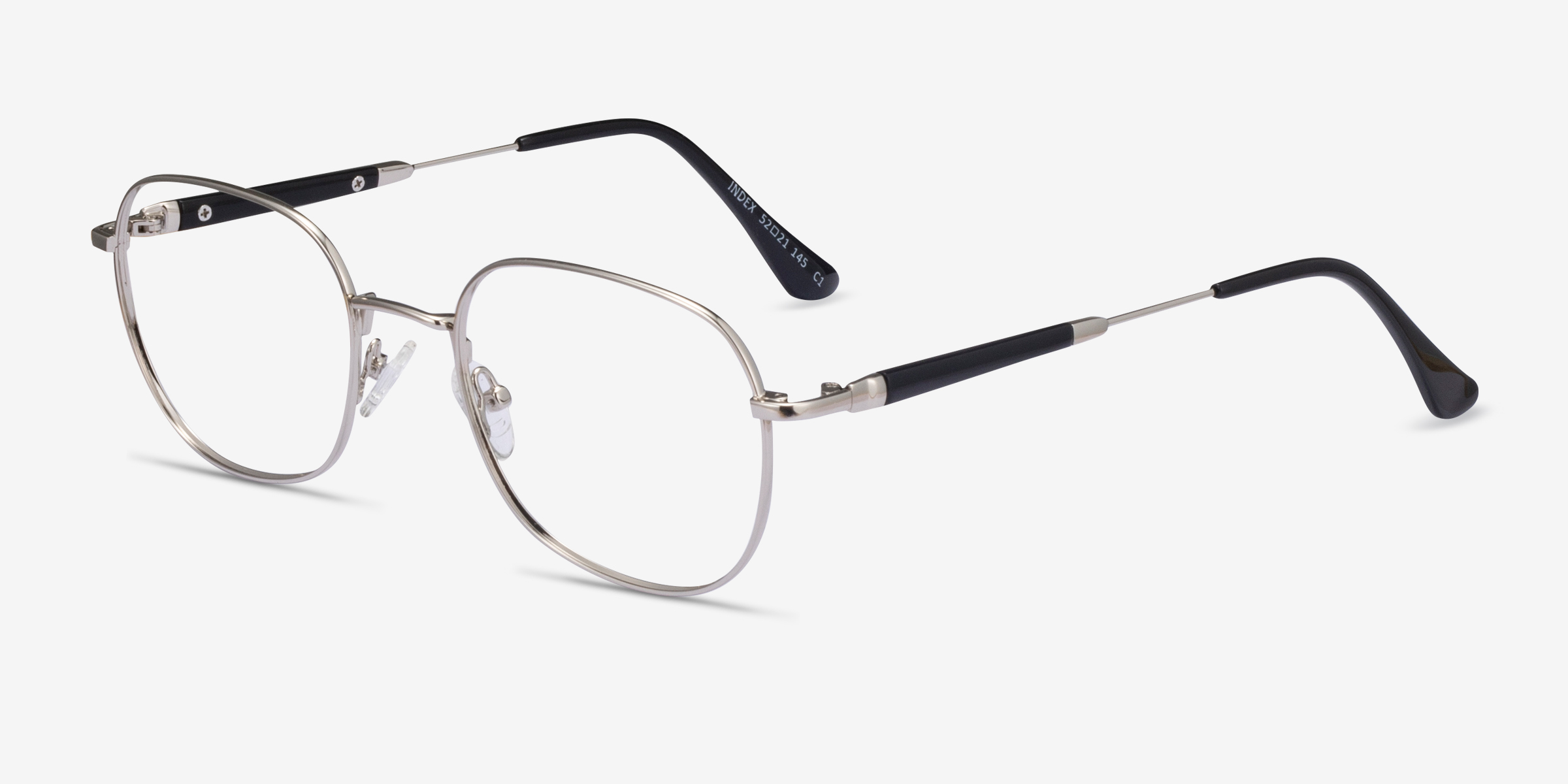 Index Square Silver Black Full Rim Eyeglasses | Eyebuydirect