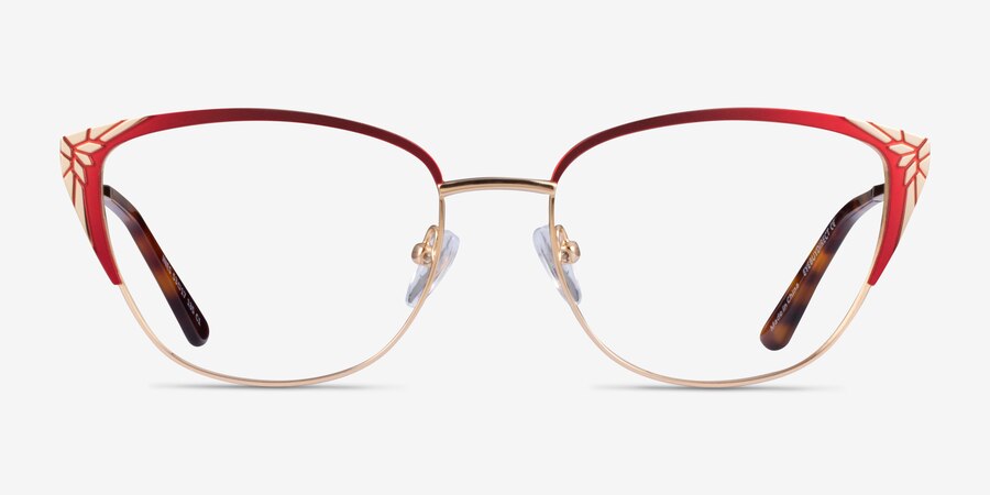 Ines Cat Eye Burgundy Gold Glasses for Women | Eyebuydirect
