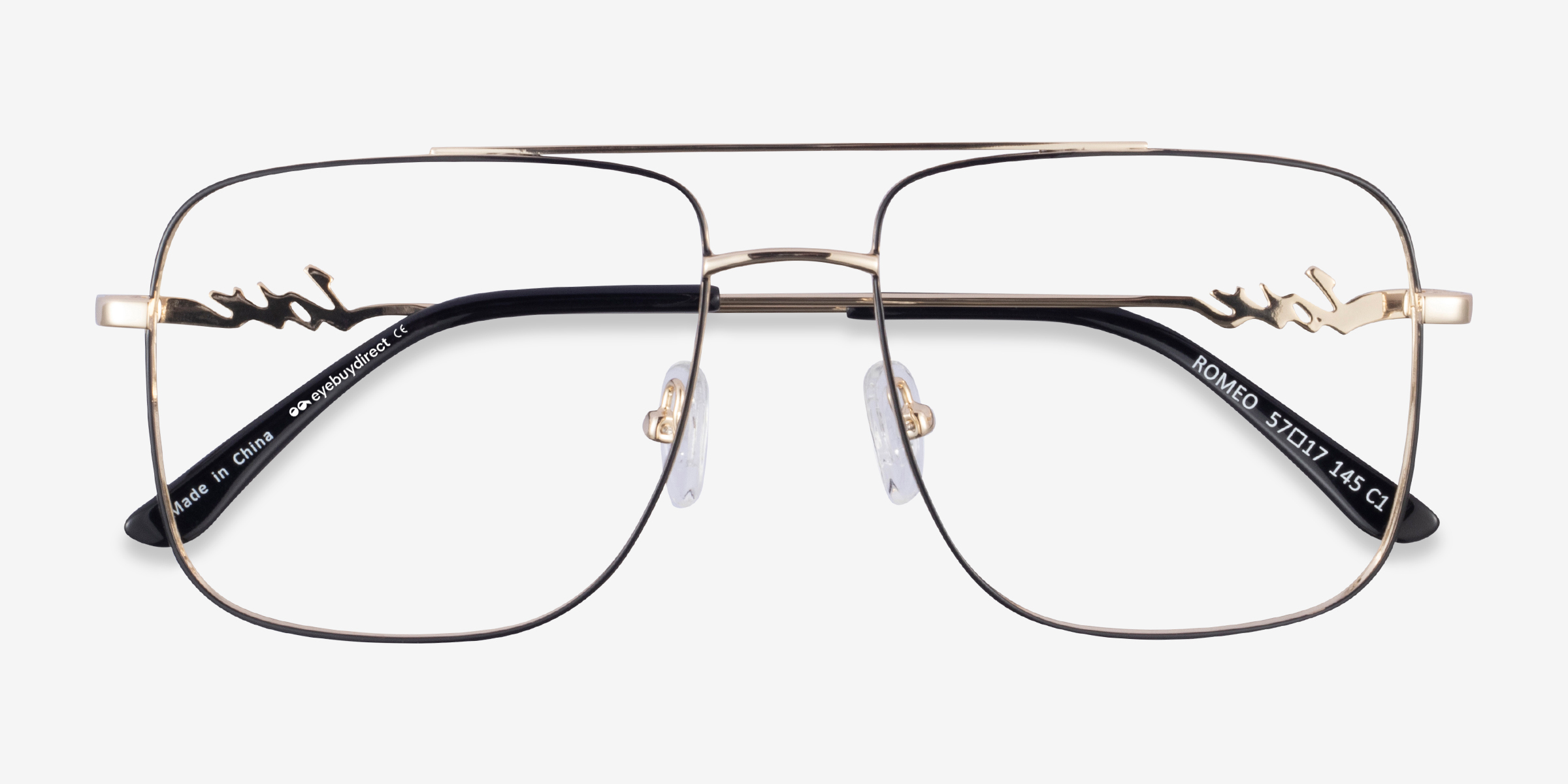 Romeo Aviator Black Gold Full Rim Eyeglasses | Eyebuydirect Canada