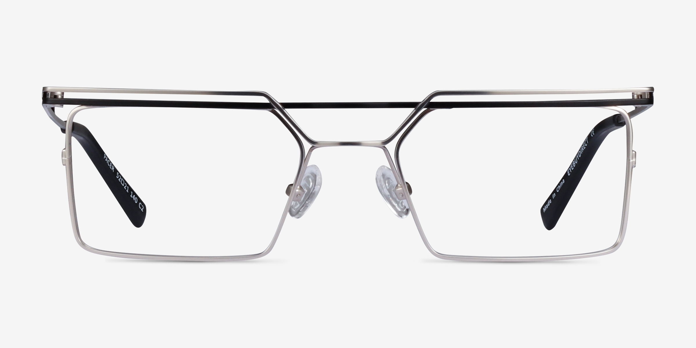 Pacer Rectangle Silver Black Glasses for Men | Eyebuydirect Canada