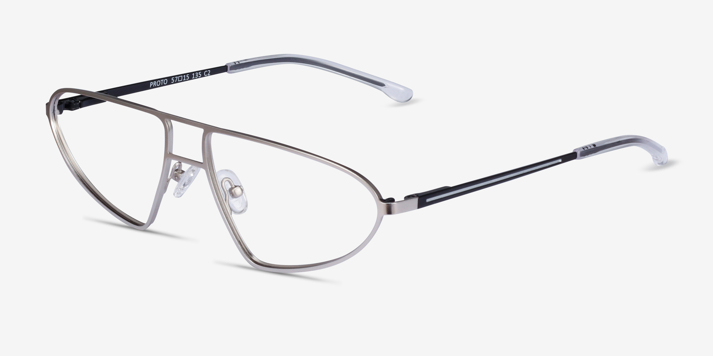 Proto Geometric Silver Black Glasses for Women | Eyebuydirect