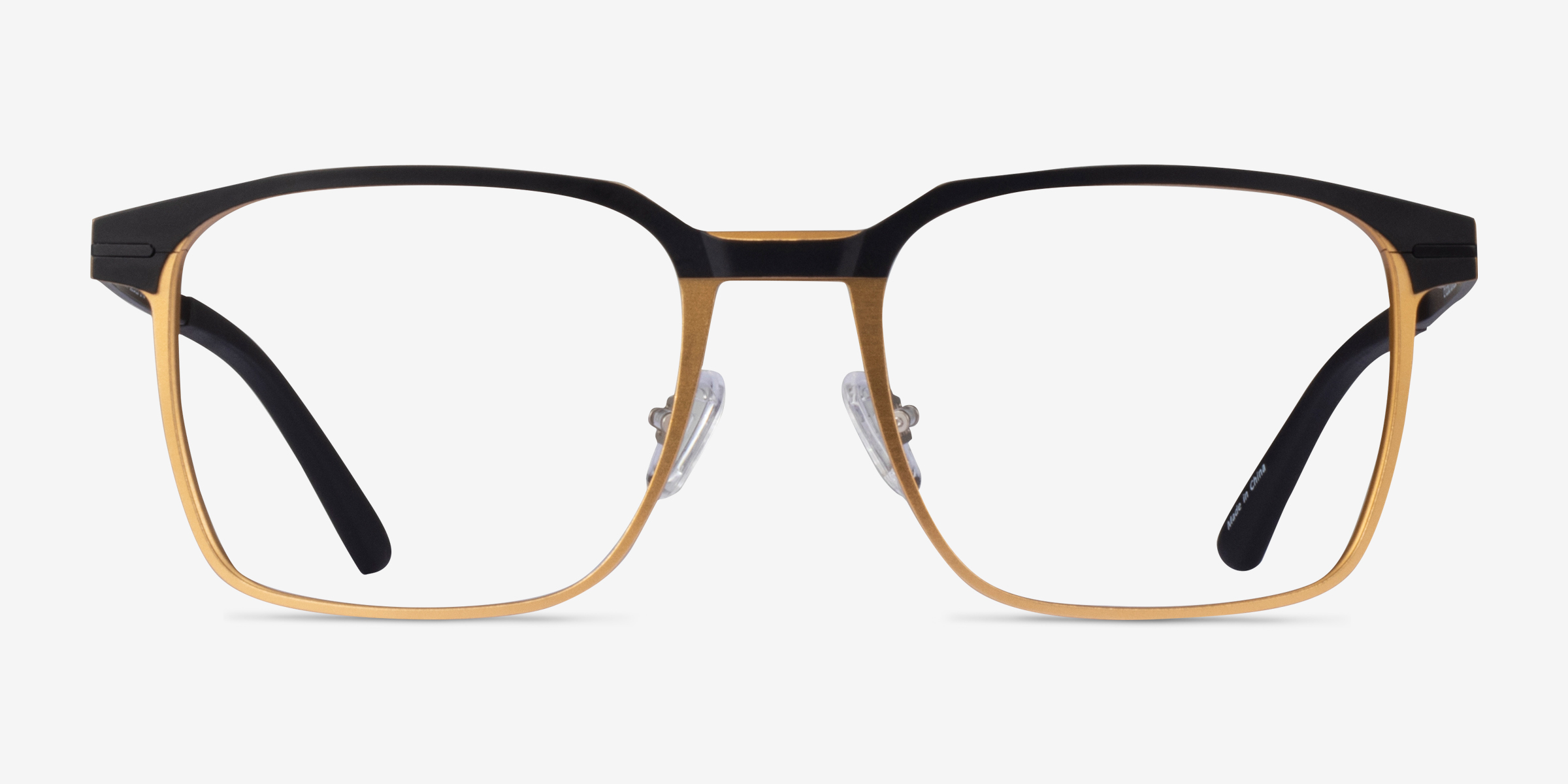 Financier Square Black Gold Full Rim Eyeglasses | Eyebuydirect