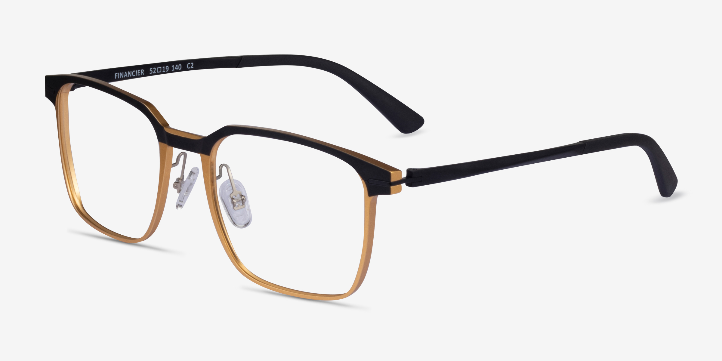 Financier Square Black Gold Full Rim Eyeglasses | Eyebuydirect Canada