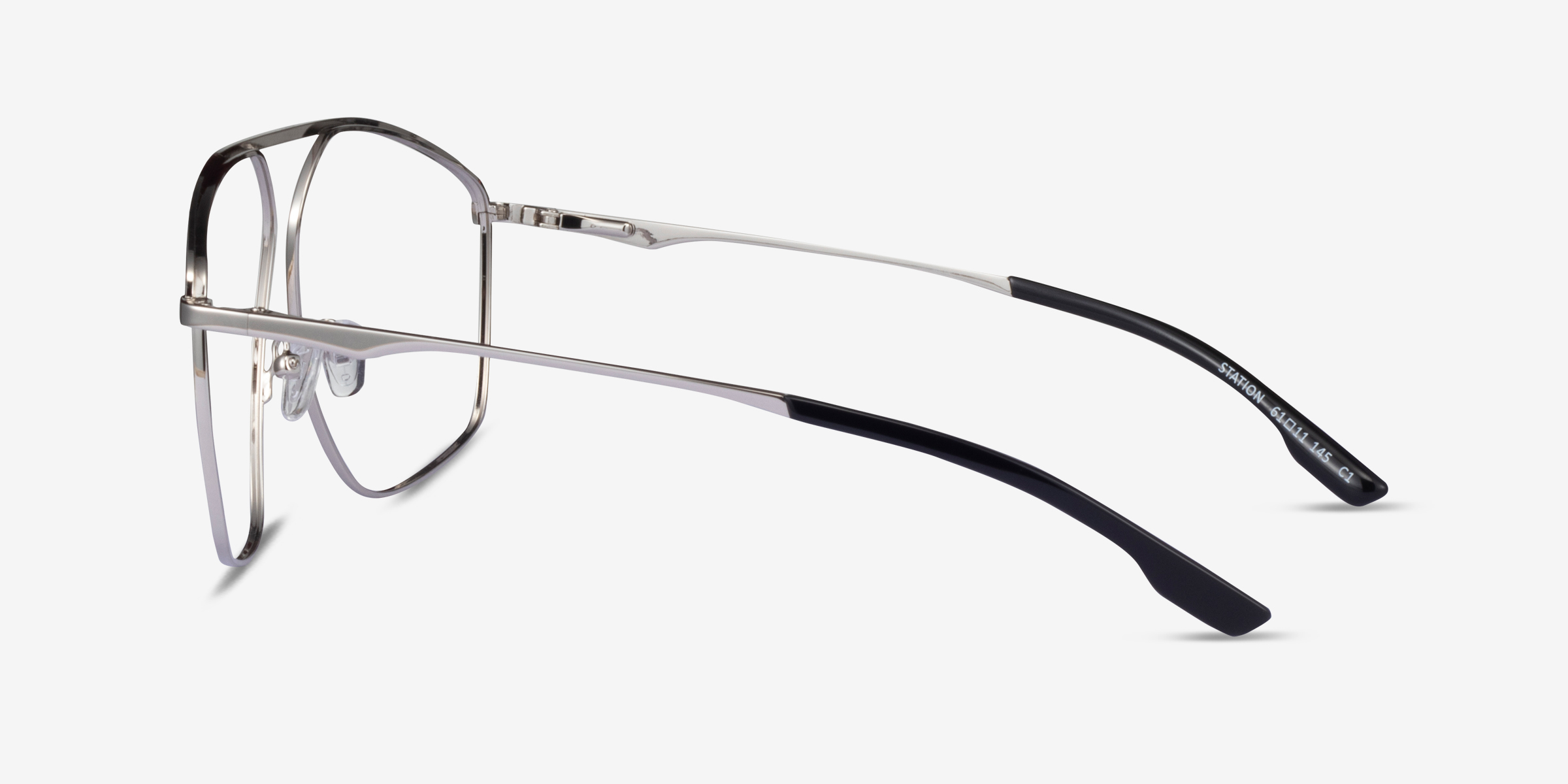Station Aviator Silver Full Rim Eyeglasses | Eyebuydirect