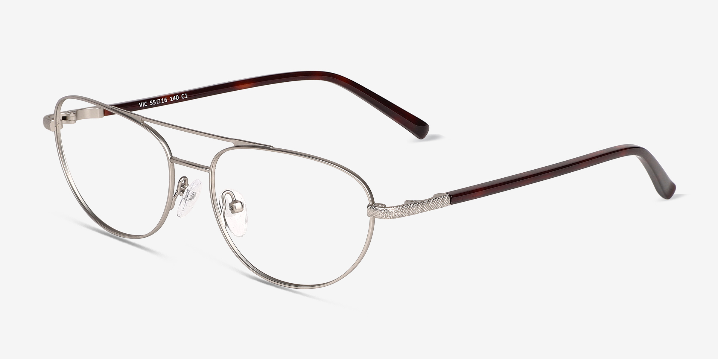 Vic Aviator Matt Silver Tortoise Full Rim Eyeglasses | Eyebuydirect