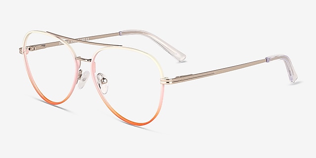 Sparkle Aviator Gradient Orange Full Rim Eyeglasses Eyebuydirect