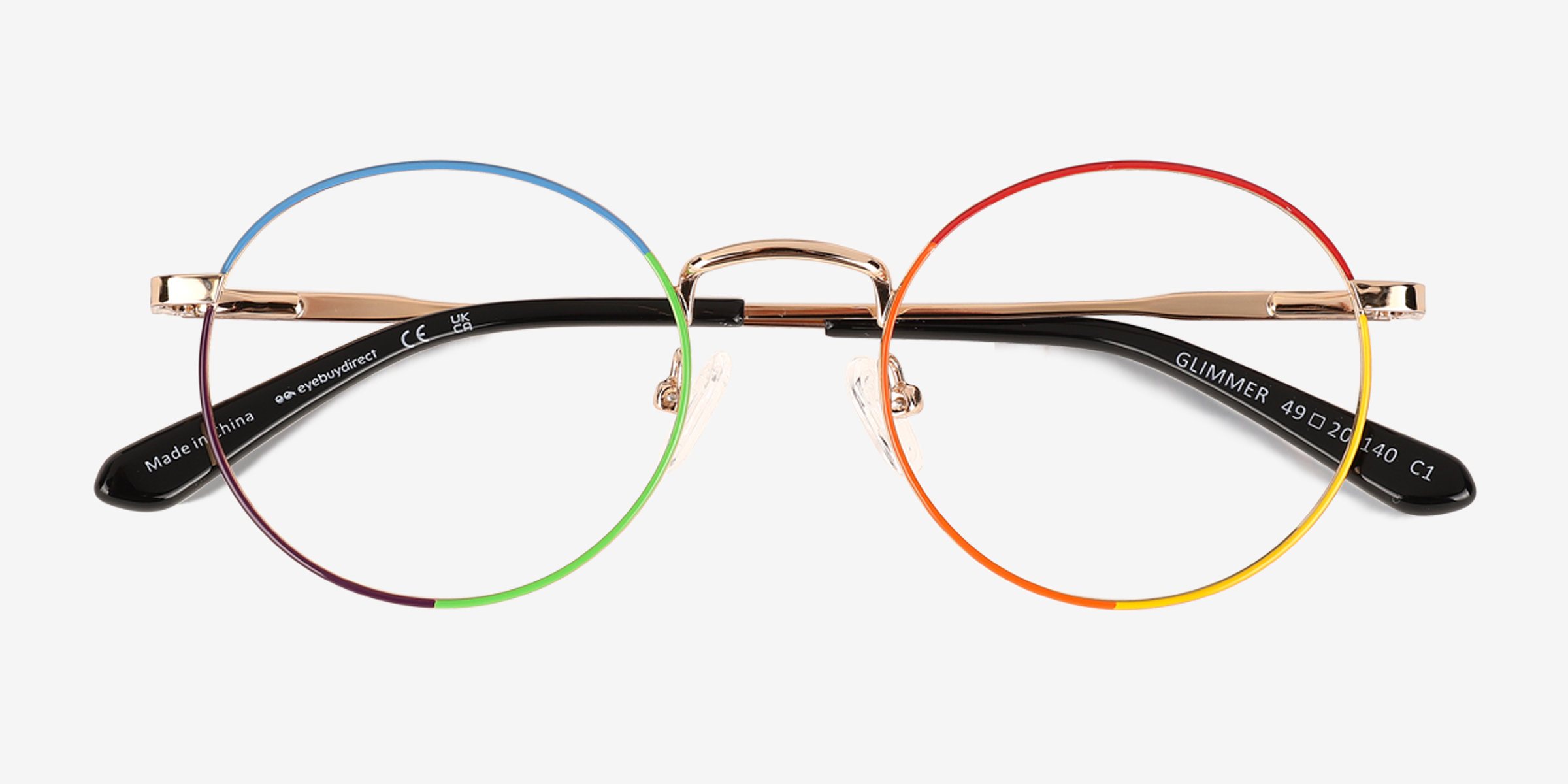Glimmer Round Shiny Gold Rainbow Full Rim Eyeglasses | Eyebuydirect