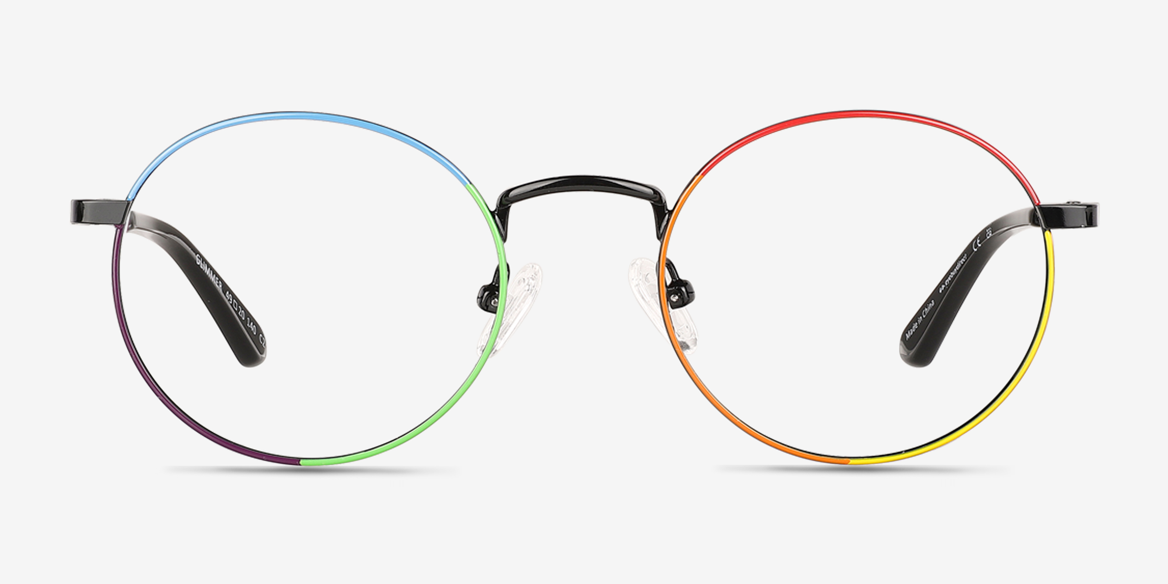 Glimmer Round Shiny Black Rainbow Full Rim Eyeglasses | Eyebuydirect