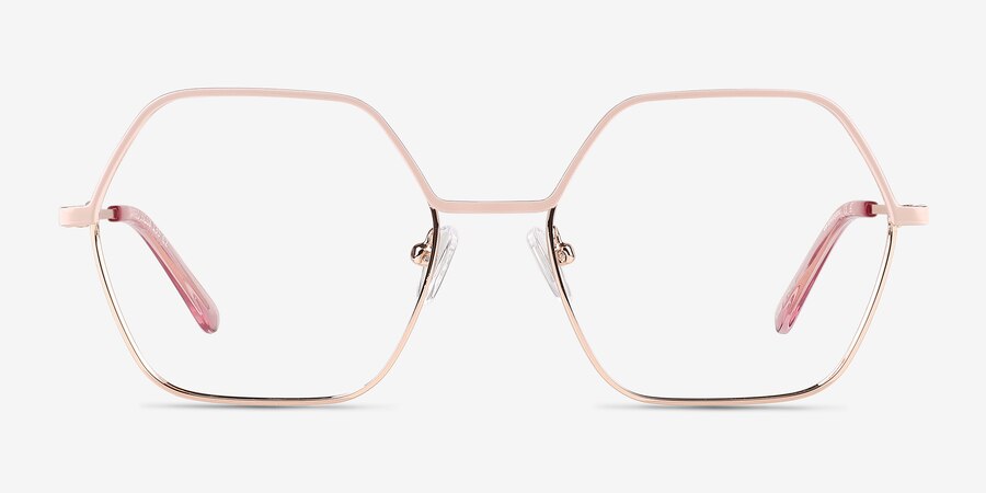 Mayfield Geometric Shiny Rose Gold Glasses for Women | Eyebuydirect