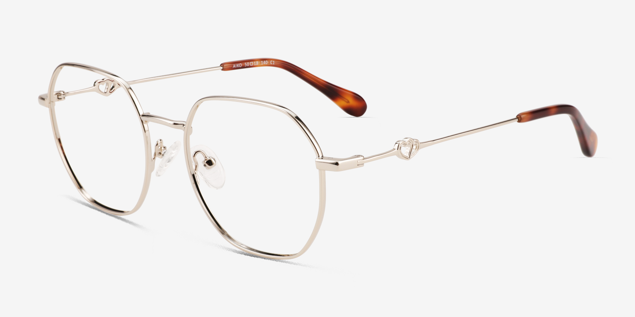 Aiko Geometric Shiny Gold Full Rim Eyeglasses | Eyebuydirect Canada