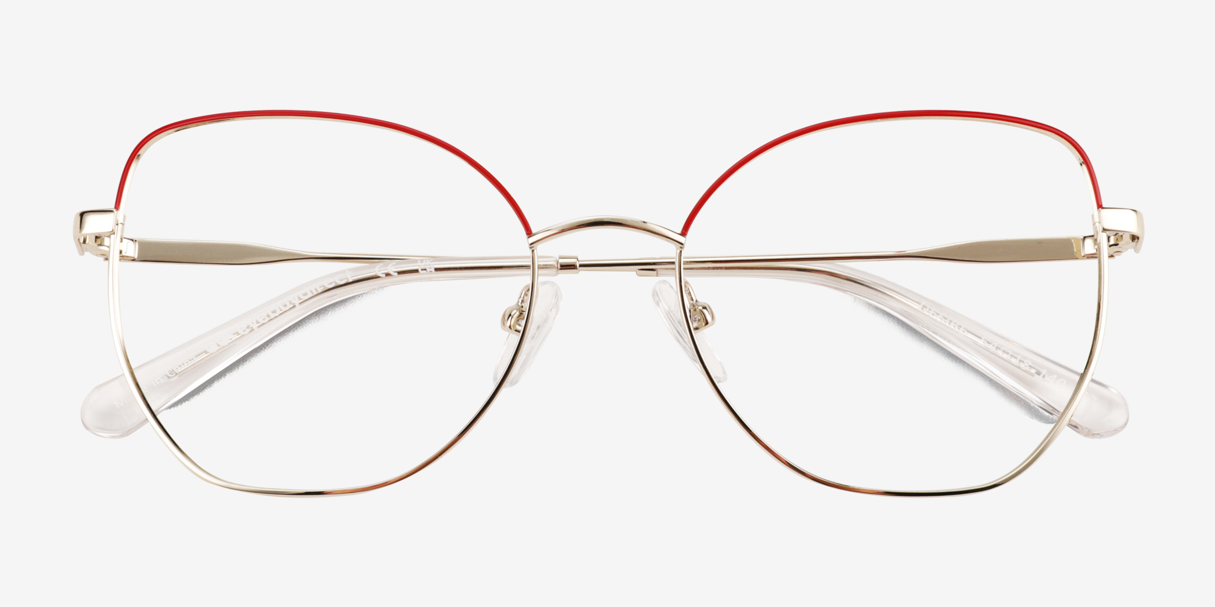 Desire Cat Eye Shiny Gold Red Glasses for Women | Eyebuydirect