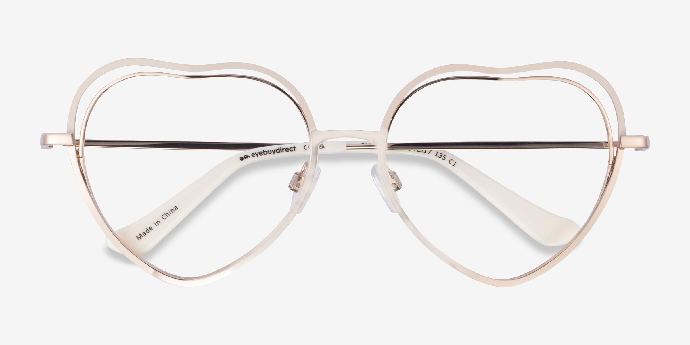 Philomena Heart Shiny Gold White Glasses for Women | Eyebuydirect