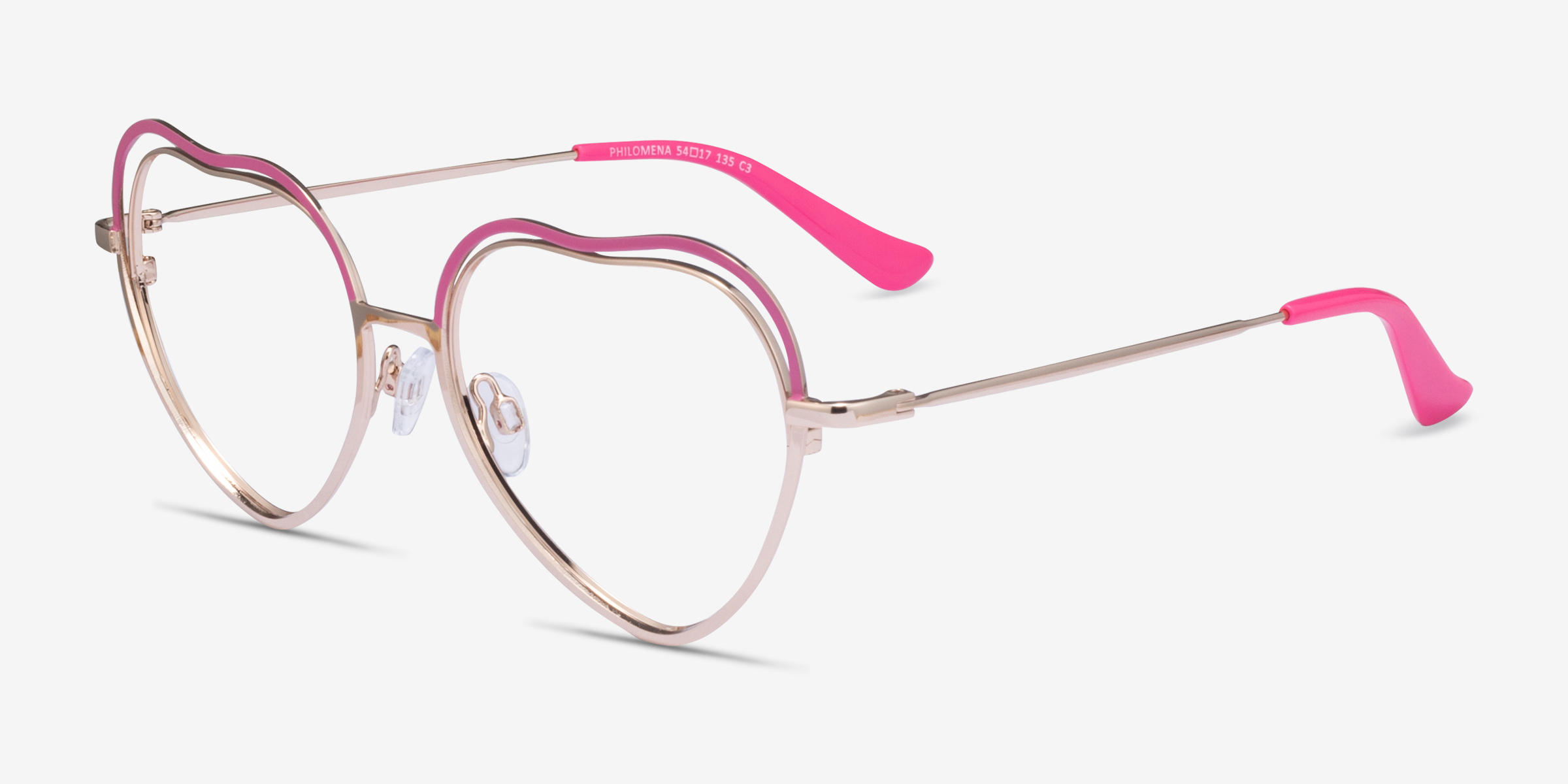 Philomena Heart Pink Shiny Gold Glasses for Women | Eyebuydirect