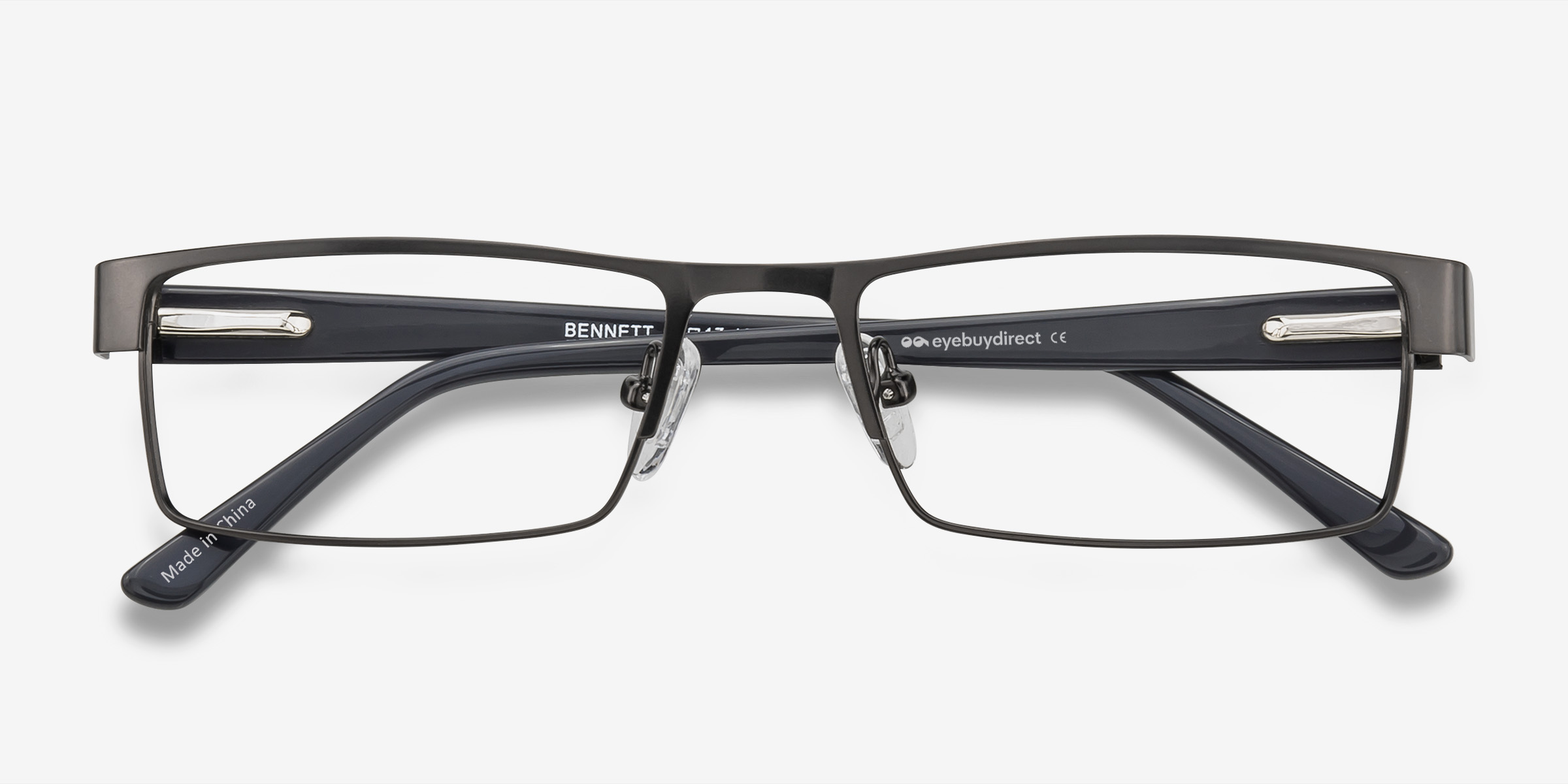 Bennett Rectangle Gunmetal Glasses for Men | Eyebuydirect